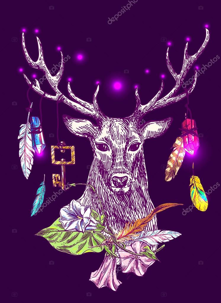 Illustration of magic deer Stock Vector Image by ©Margarita_87 #119098478