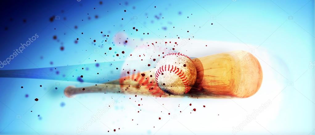 Wooden baseball bat hitting a ball — Stock Photo © homeworks255 #116381708