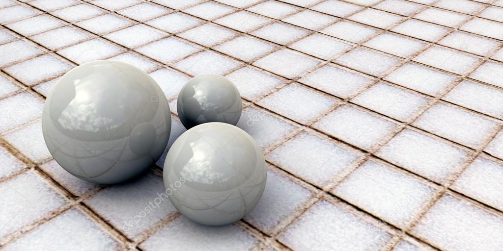White spheres on tiled floor — Stock Photo © homeworks255 #52824461