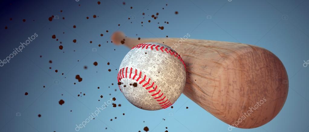 Wooden baseball bat hitting a ball Stock Photo by ©homeworks255 98052138