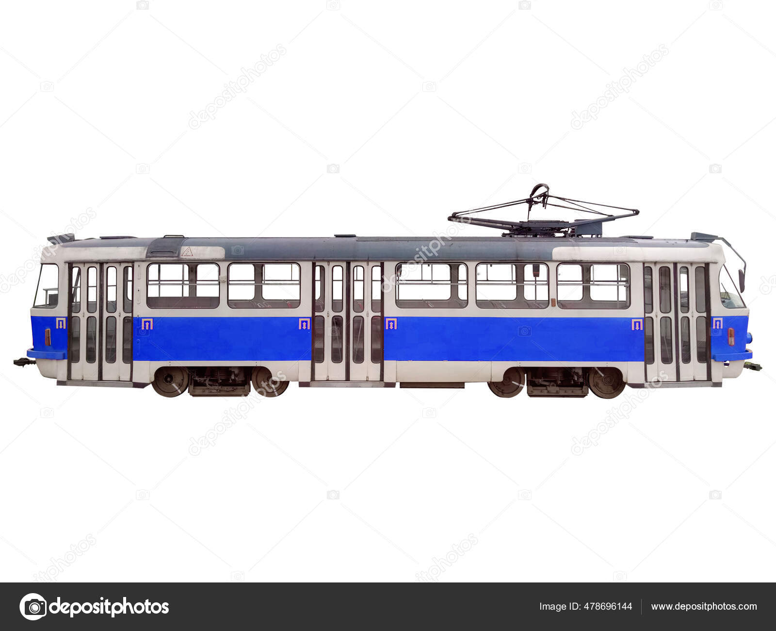 Blue Tram Isolated White — Stock Photo © DF1 #478696144