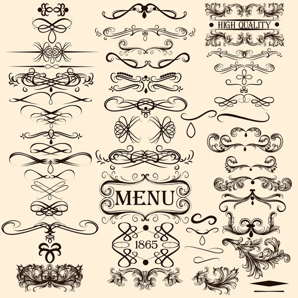 Set of vector calligraphic elements and page decorations Stock Vector ...