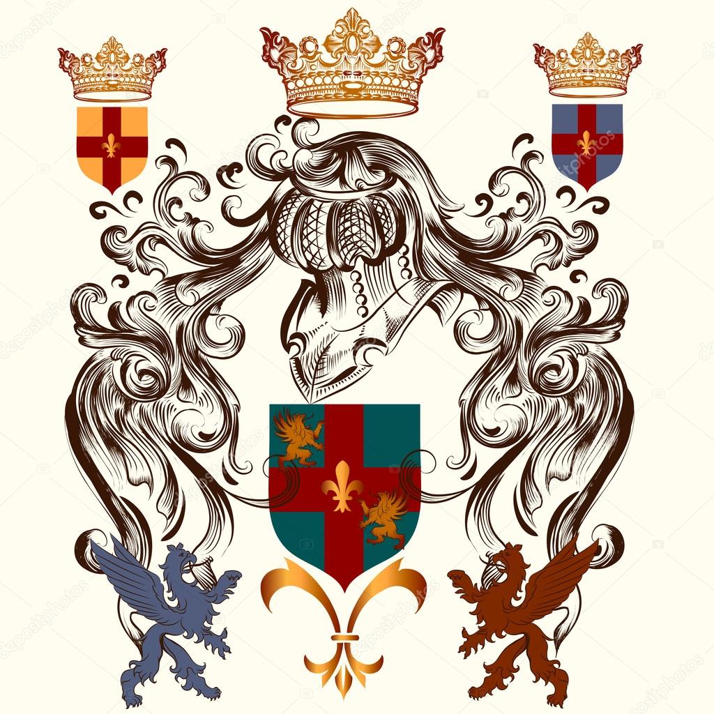 Heraldic design with coat of arms and shield Stock Vector Image by ...