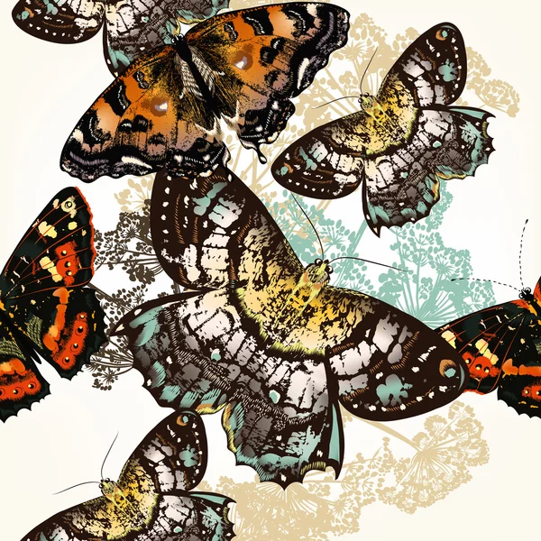 Butterfly design pattern in vintage floral style Stock Vector Image by ...