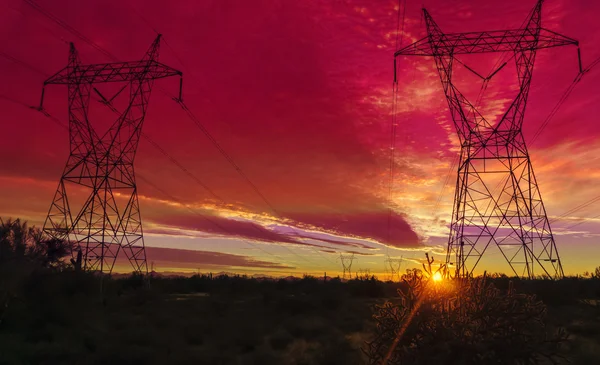 Power electricity supply infrastructure - red - Stock Image - Everypixel