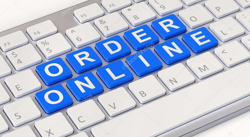 Order online concept with computer keyboard - 3D illustration — Stock ...