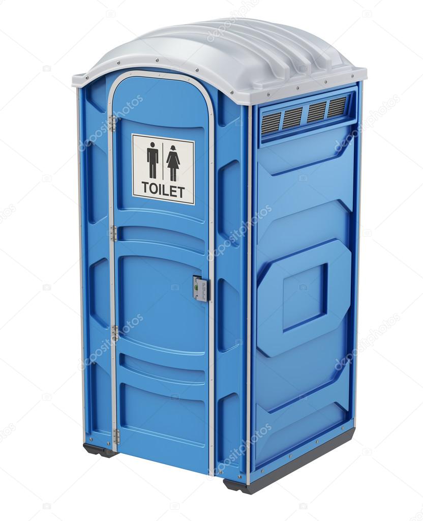 Mobile portable blue plastic toilet used in public places Stock Photo ...