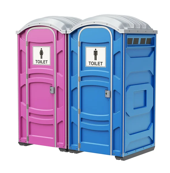 Mobile portable blue plastic toilet used in public places Stock Photo ...