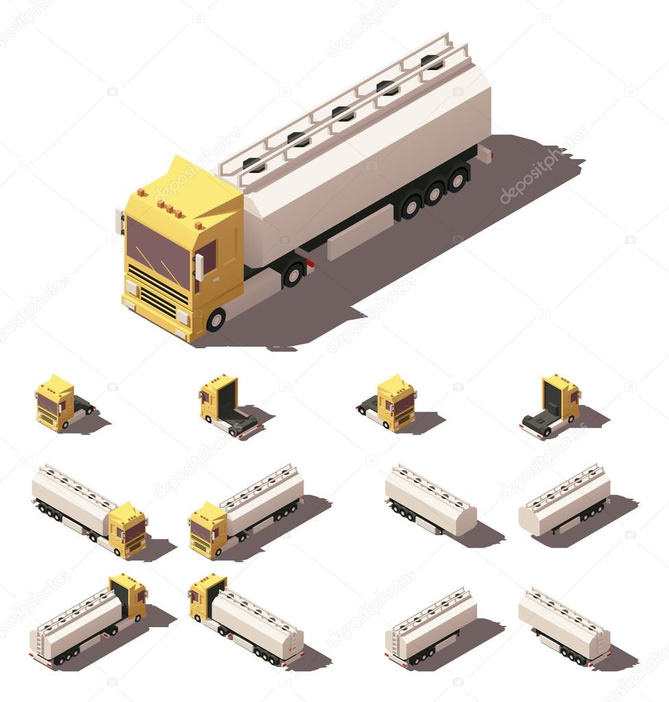 Cami n isom trico vectorial con semirremolque tanque l quido icono ...