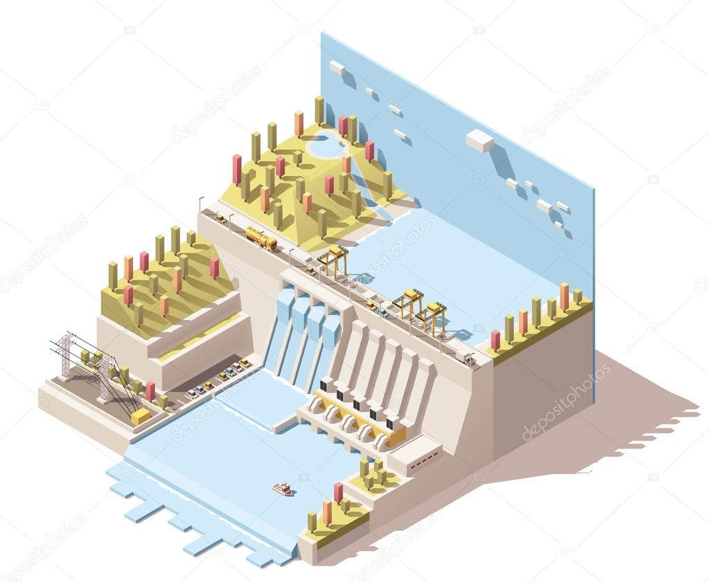 Vector isometric hydro power plant infographic — Stock Vector © tele52 ...