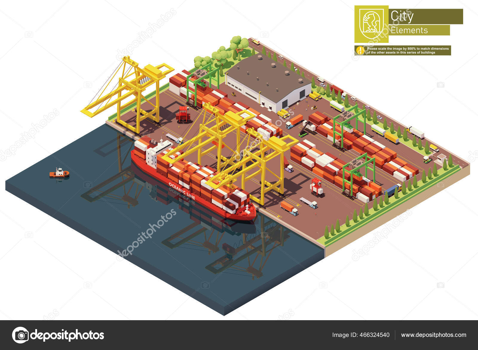 Vector isometric port container terminal and ship Stock Vector Image by ...