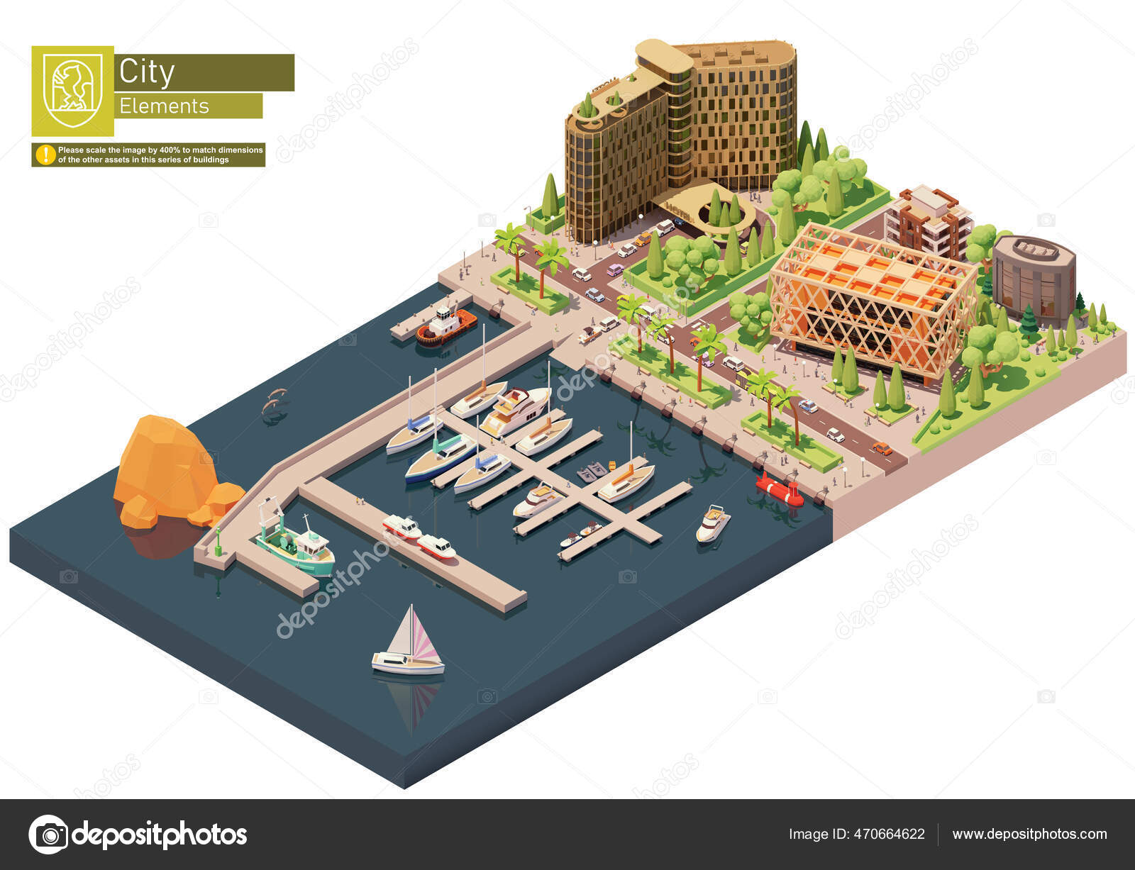 Vector isometric marina Stock Vector by ©tele52 470664622