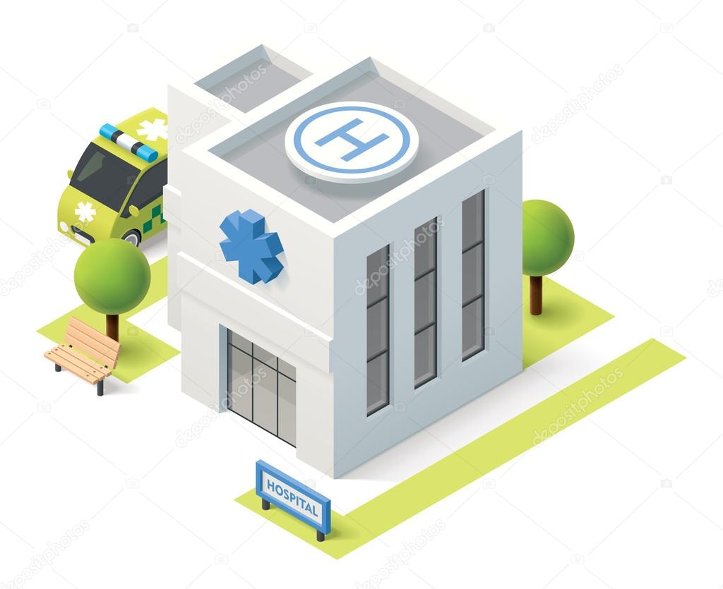 Vector isometric hospital Stock Vector by ©tele52 69534893