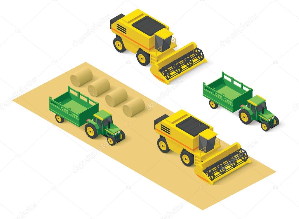 Vector isometric farm vehicles set Stock Vector by ©tele52 72579289