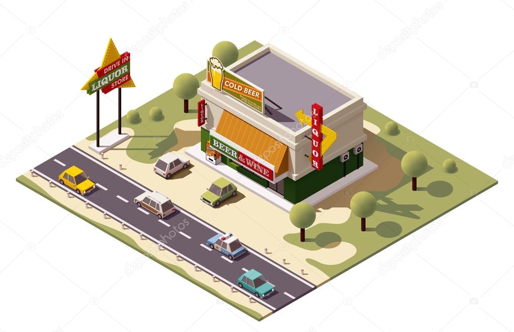 Vector isometric liquor store — Stock Vector © tele52 #90019538