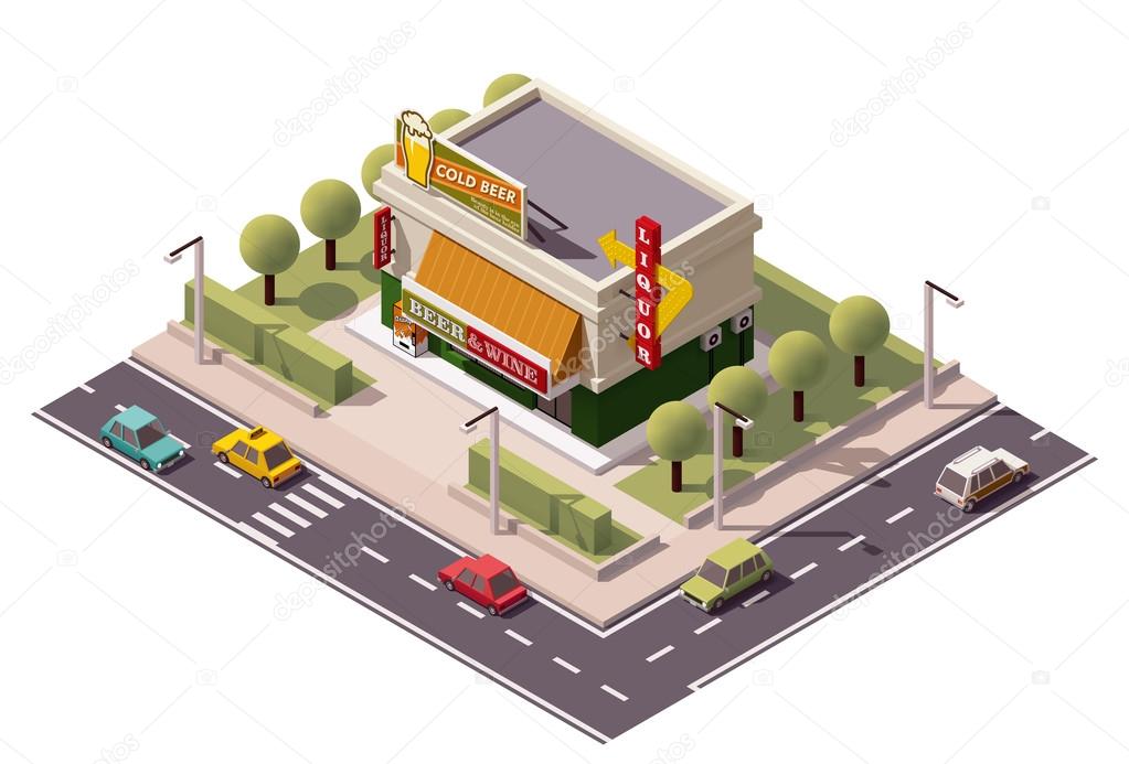 Vector isometric liquor store — Stock Vector © tele52 #90019580