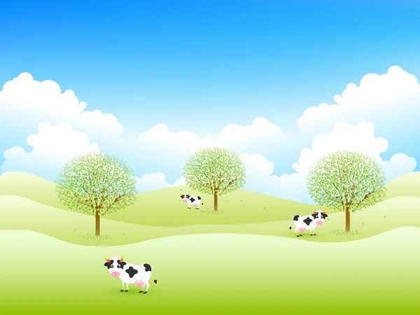 Cow ranch landscape background Stock Vector by ©JBOY24 141570306