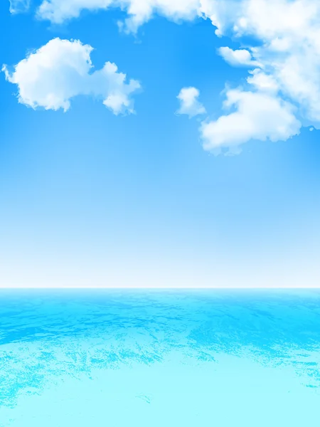 Nature background - blue ocean and blue cloudy sky. Vector. Stock ...