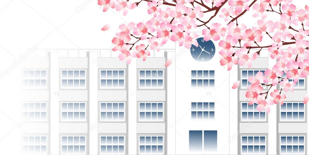 Cherry school spring background Stock Vector by ©JBOY24 96377764