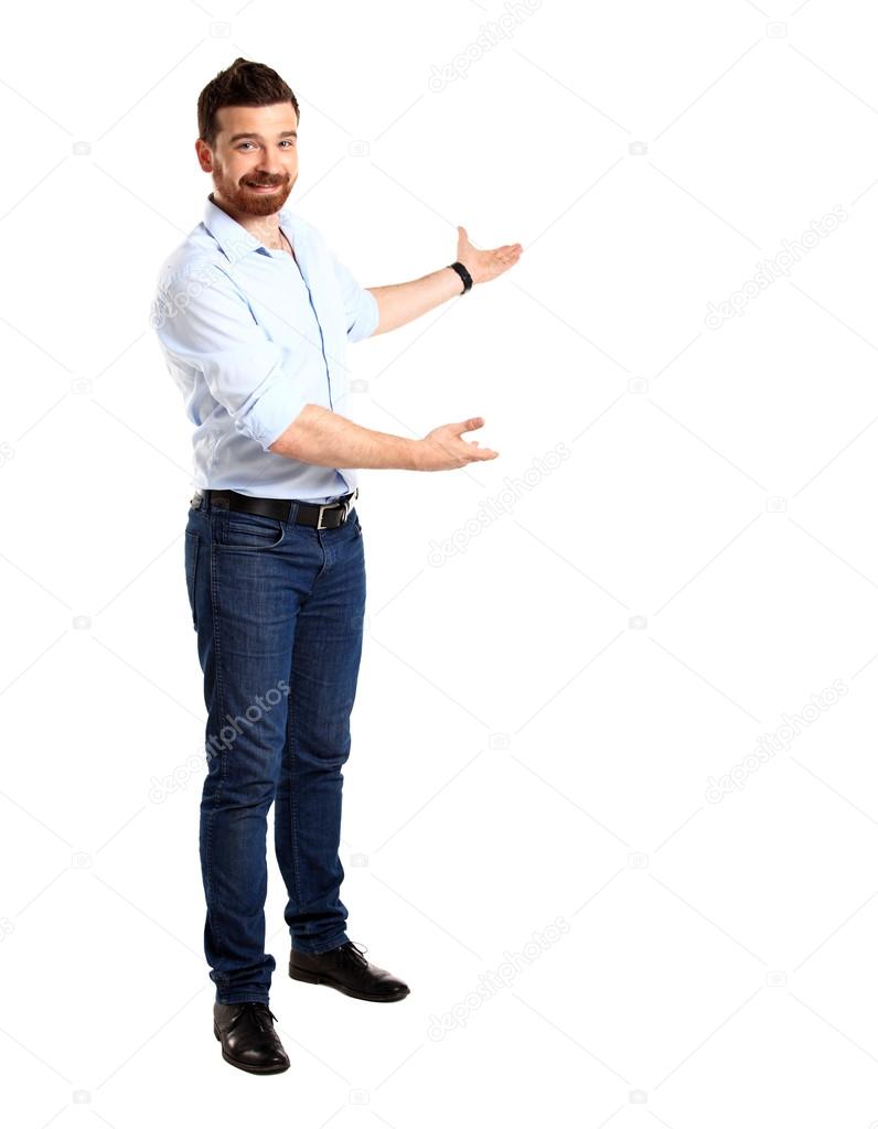 Business man presenting something — Stock Photo © opolja #62779603