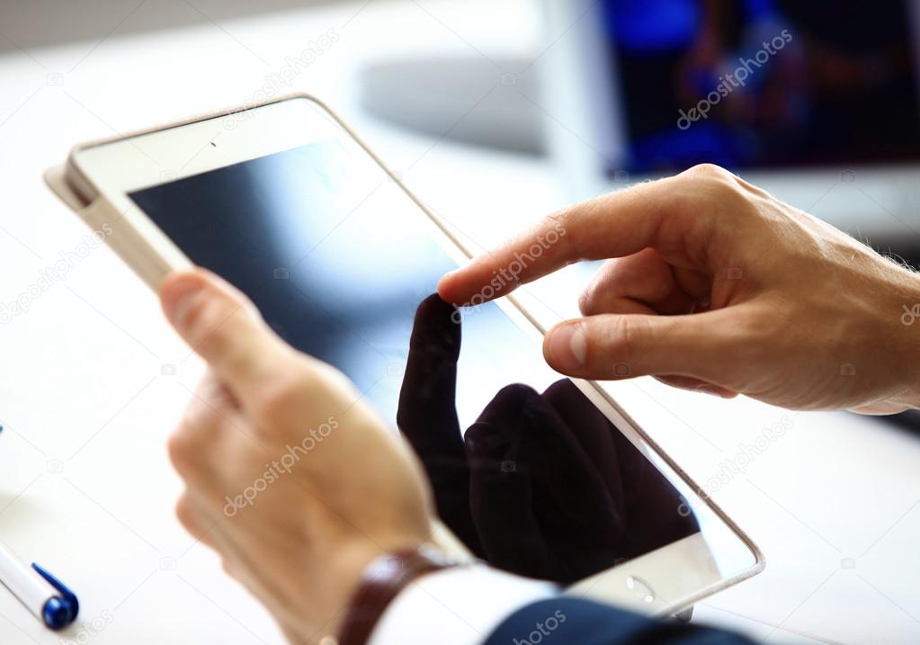 Finger pointing to the screen Stock Photo by ©opolja 79298670
