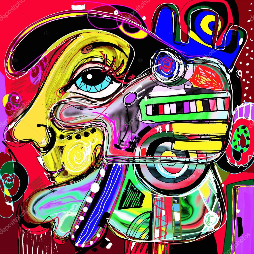 Insan yüzü özgün soyut dijital resim Stock Vector by ©karakotsya 119847132