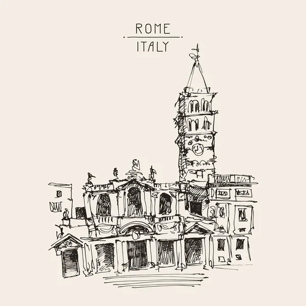 Sketch hand drawing of Rome Italy famous cityscape, travel card Stock ...