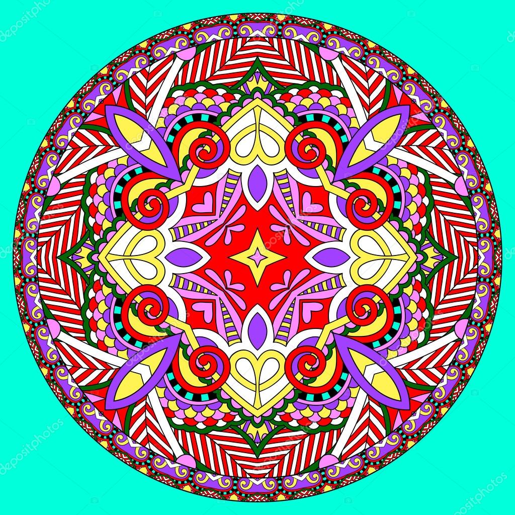 Decorative design of circle dish template, round geometric patte Stock ...