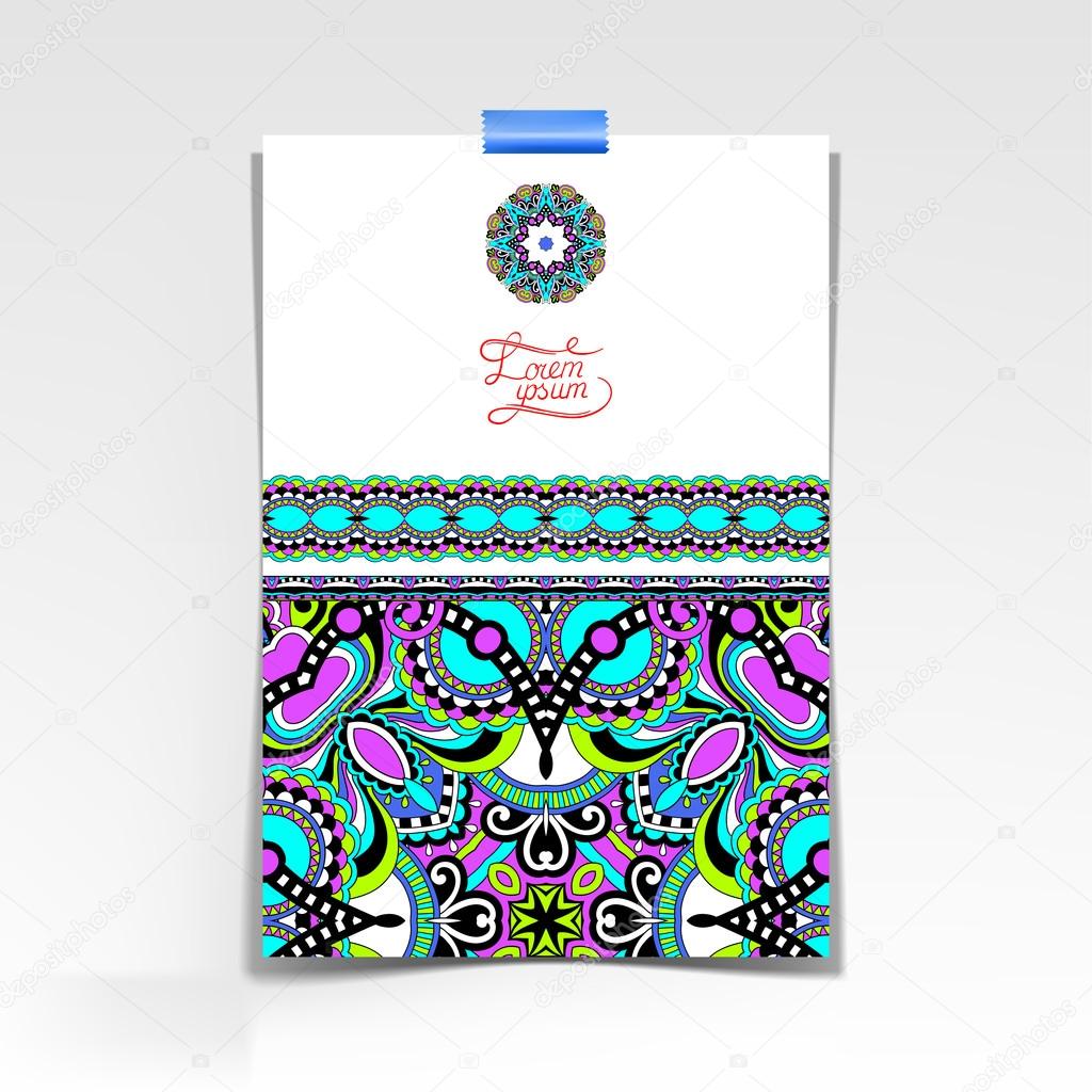 Decorative sheet of paper with oriental floral design Stock Vector ...