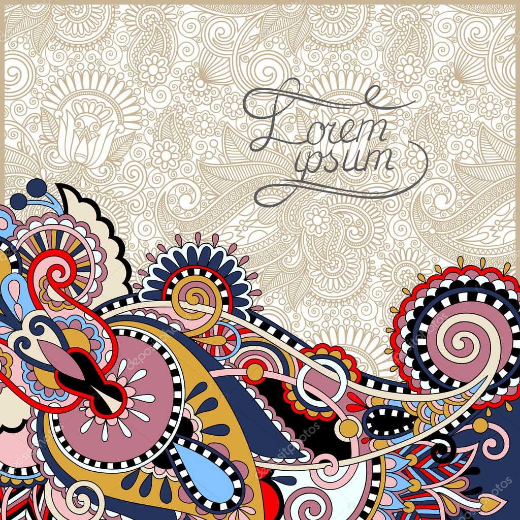 Paisley design on decorative floral background for invitation — Stock ...