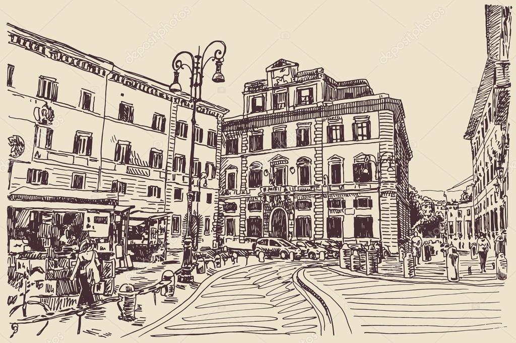 boceto dibujo a mano de Roma Italia famoso paisaje urbano 2022 boceto dibujo a mano de Roma Italia famoso paisaje urbano 2022