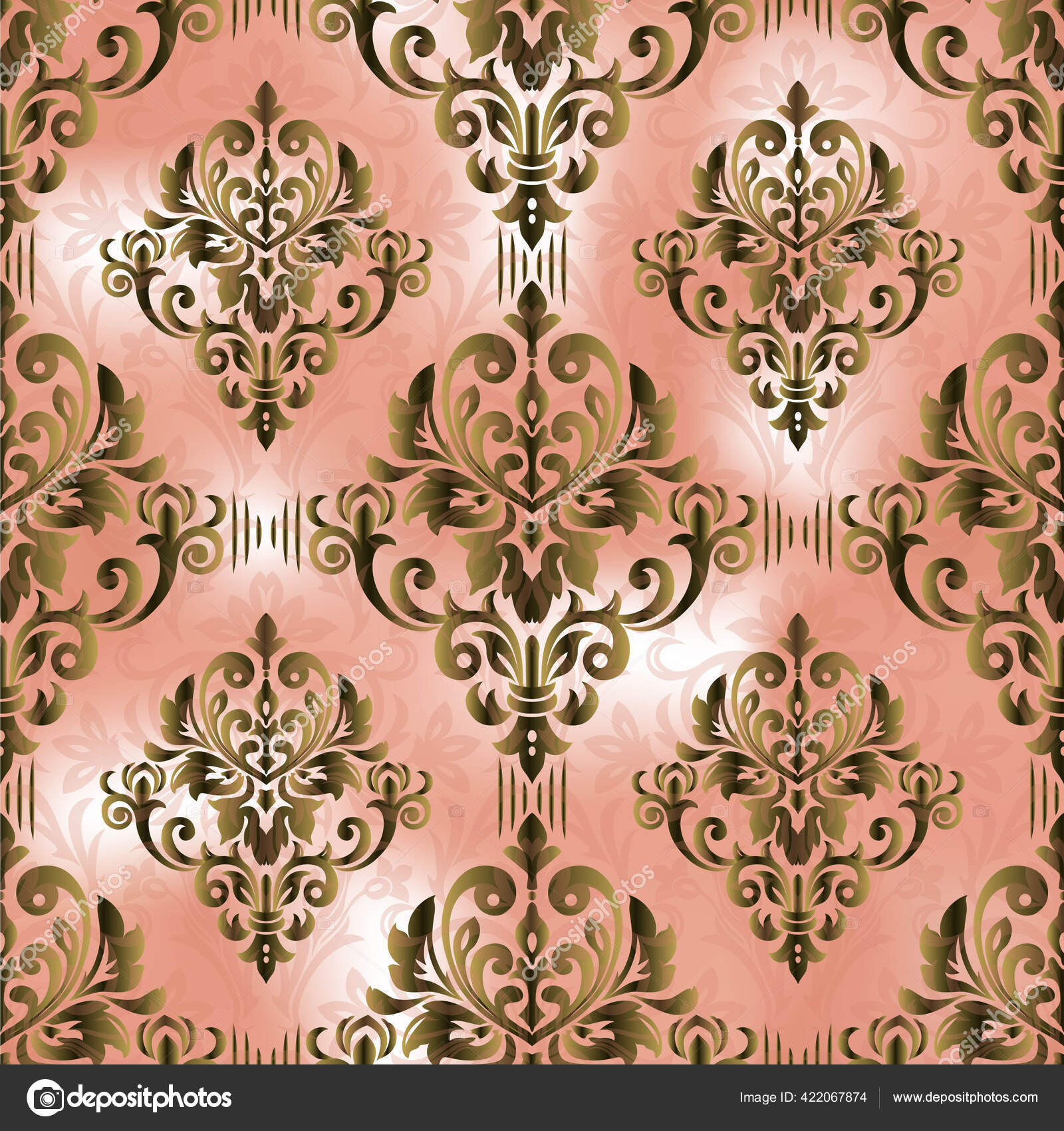 Pink And Brown Damask Background