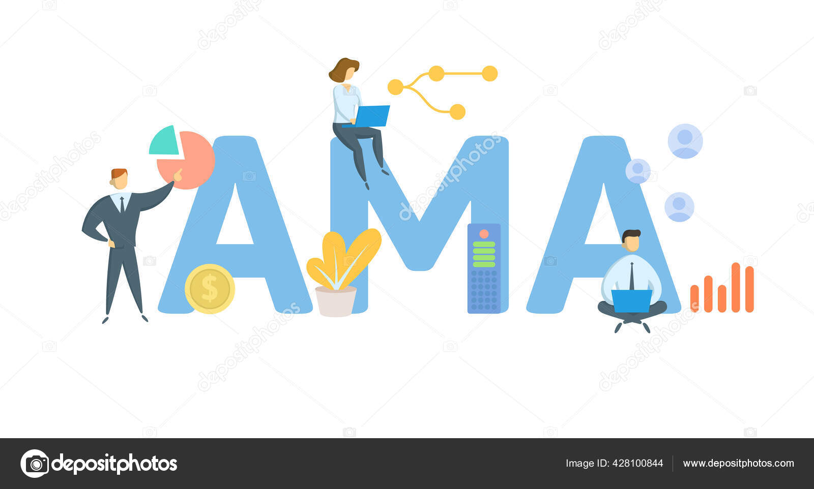 AMA, American Management Association. Concept with keywords, people and ...