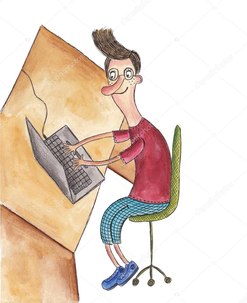 A guy at the computer Stock Illustration by ©evarin20 #55728815