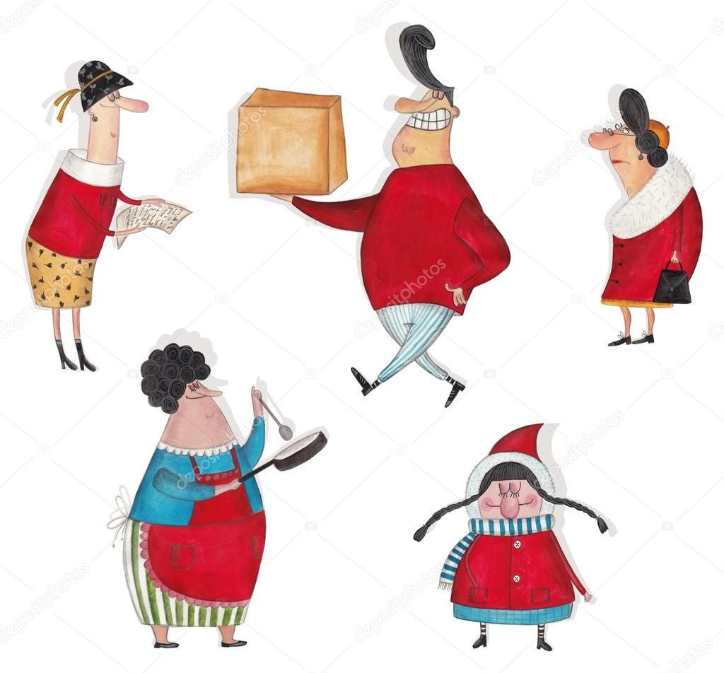 Cartoon characters over white Stock Photo by ©evarin20 58294631