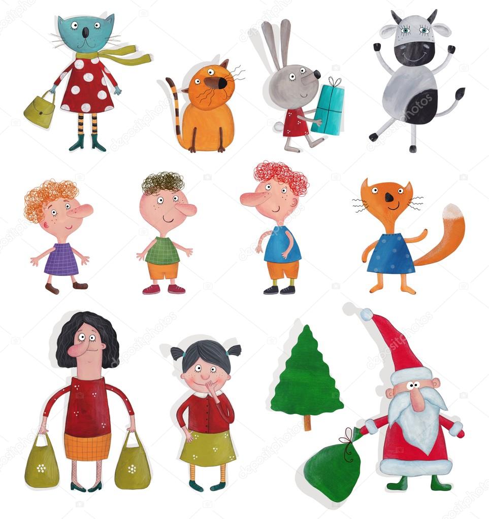 Set of cartoon characters Stock Illustration by ©evarin20 #71964065