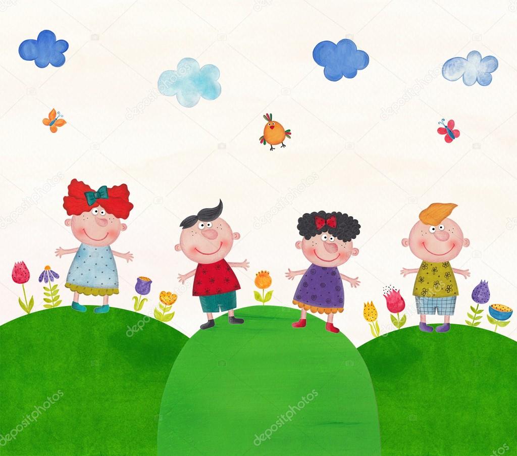 Children on a field trip Stock Illustration by ©evarin20 #74289863