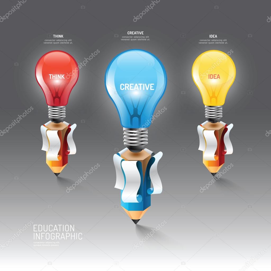 Infographic pencil with light bulb idea Stock Vector by ©pongsuwan 71401551