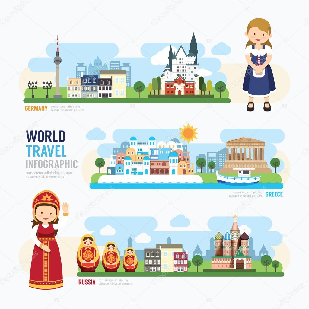 Travel and Europe Landmark Template Infographic. — Stock Vector ...