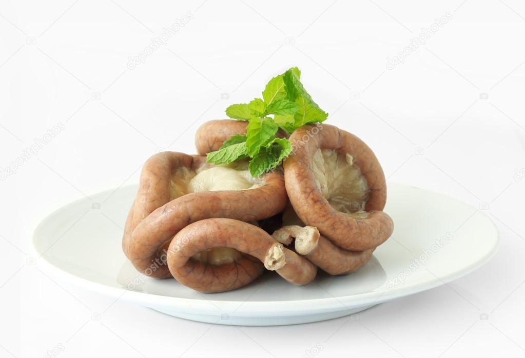 Boiled chitterlings internal organs of pig. Stock Photo by ©kongsky ...