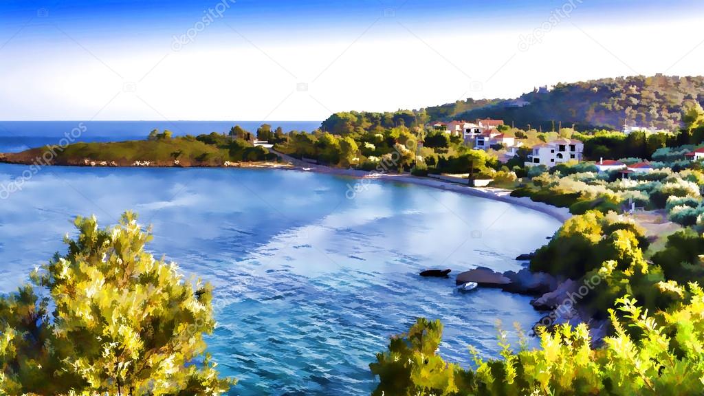 Alonissos Steni Vala Beach - Impressionism effect Stock Photo by ...