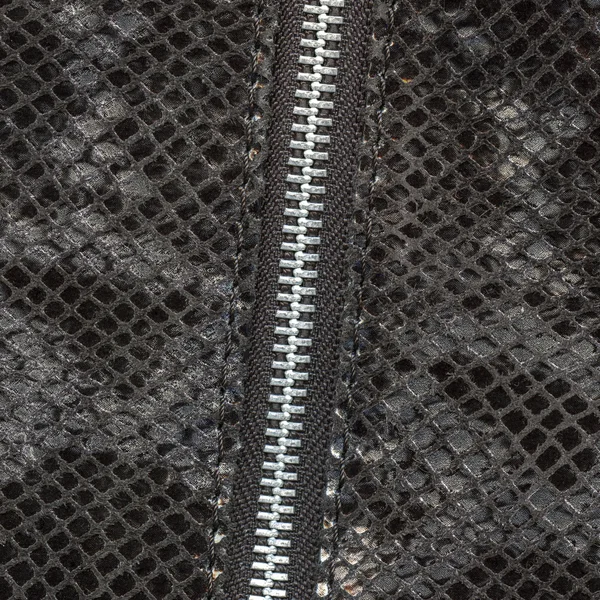 Dark artificial snake skin texture closeup, zipper Stock Photo by ...