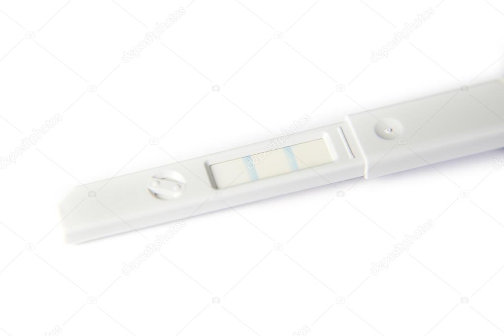 Positive pregnancy test on white background, close-up Stock Photo by ...