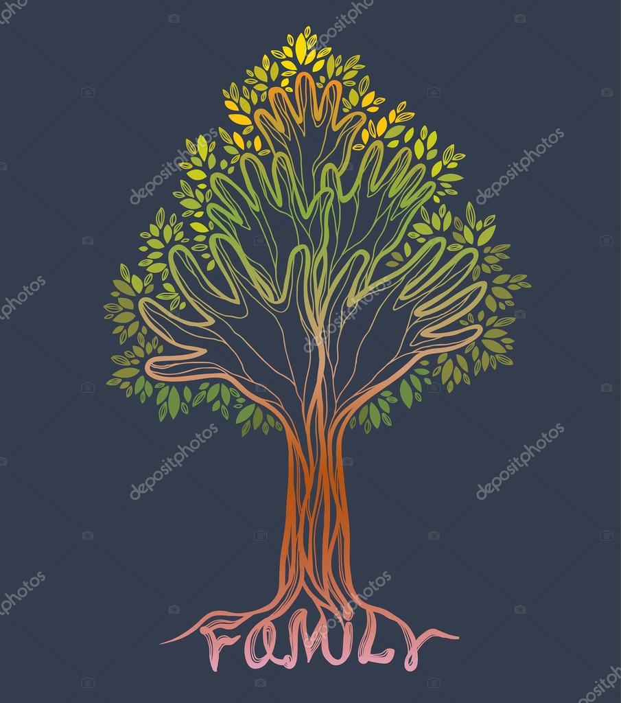 Family hand tree. Concept illustration. — Stock Vector © Natuska #59299779