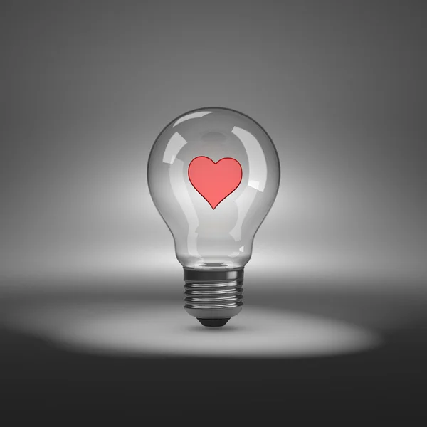 Light Bulb Red Heart Isolated Pink Pastel Background Idea Inspiration ...