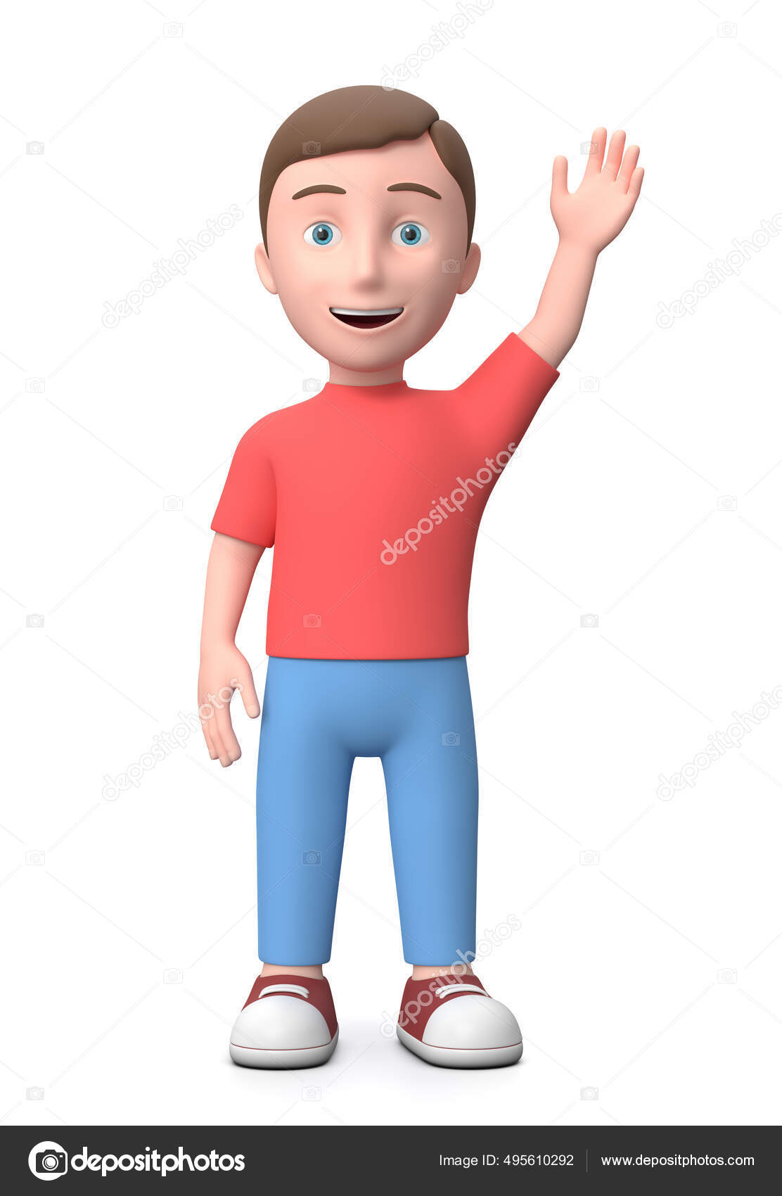 Nuori poika vilkuttaa. 3D piirroshahmo eristetty valkoinen – Aineistopankin kuvituskuva, tekijä ...