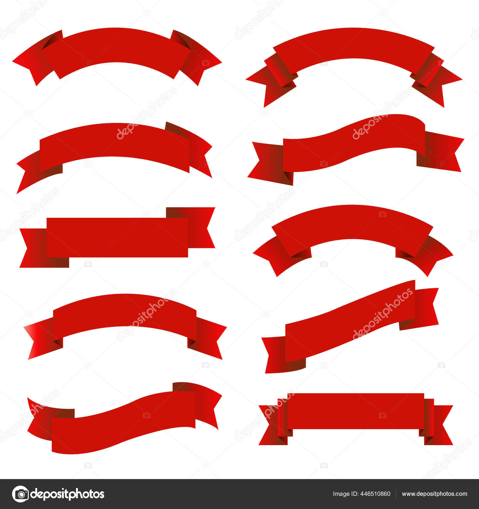 Red Ribbon Big Set Isolated Vector Illustration Stock Vector Image by ©sammep #446510860