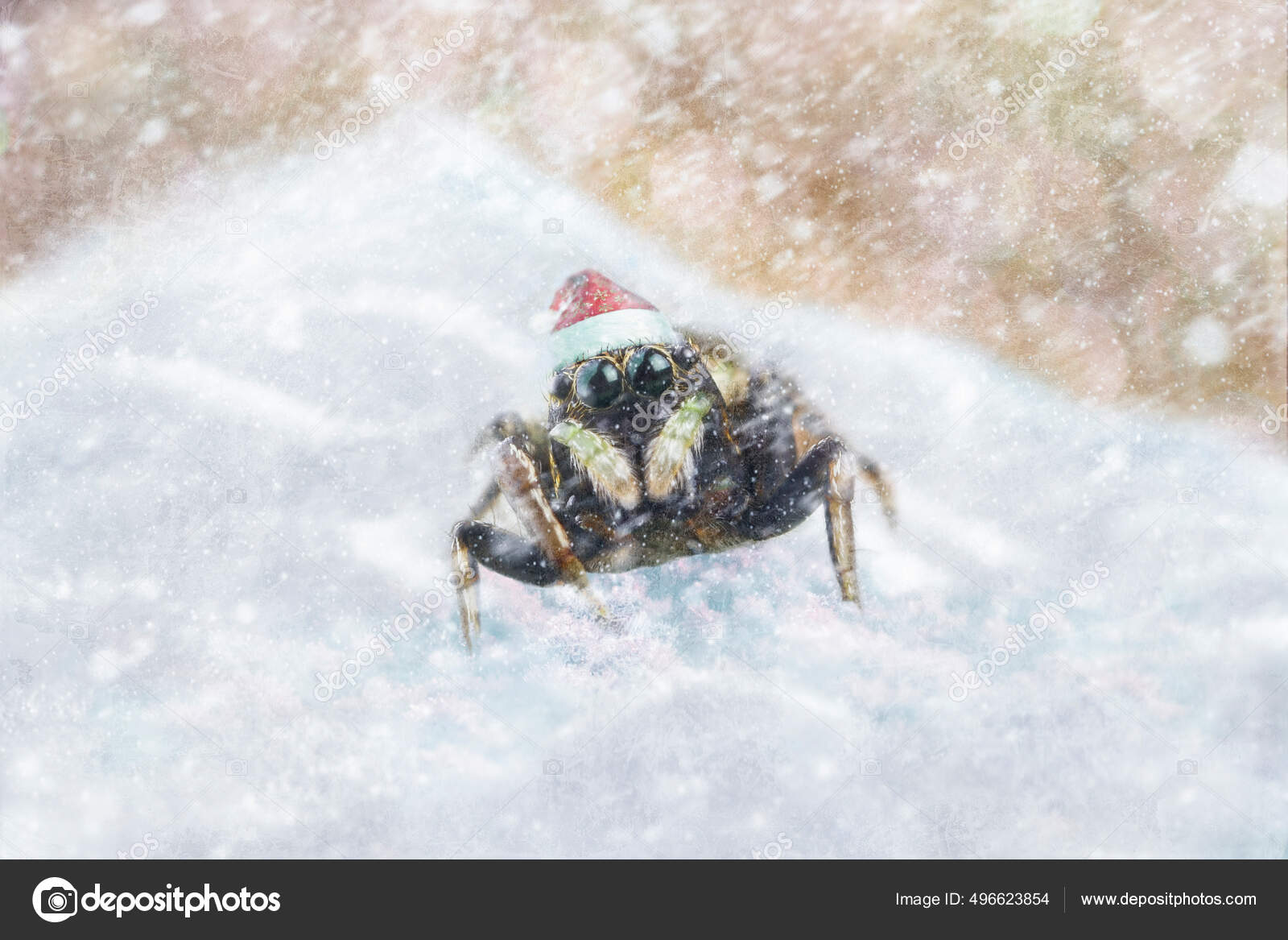 Spider Santa Claus Araña Graciosa Con Sombrero Santa Claus Está — Foto ...