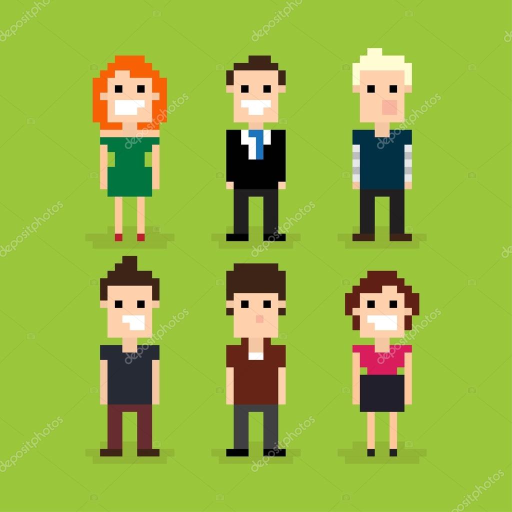 Pixel Art People icons — Stock Vector © chuckchee #67081461