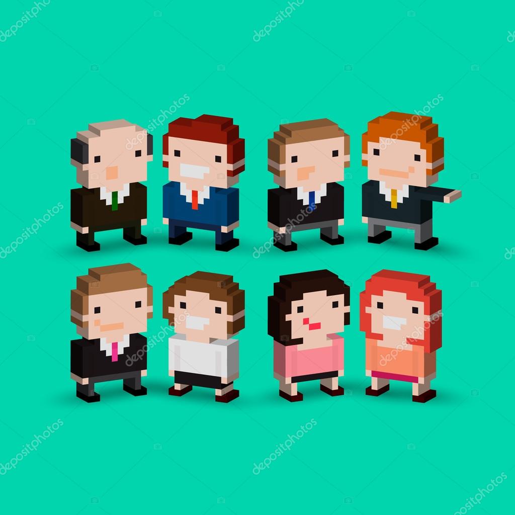 Pixel art personajes de oficina Vector de stock por ©chuckchee 82602594